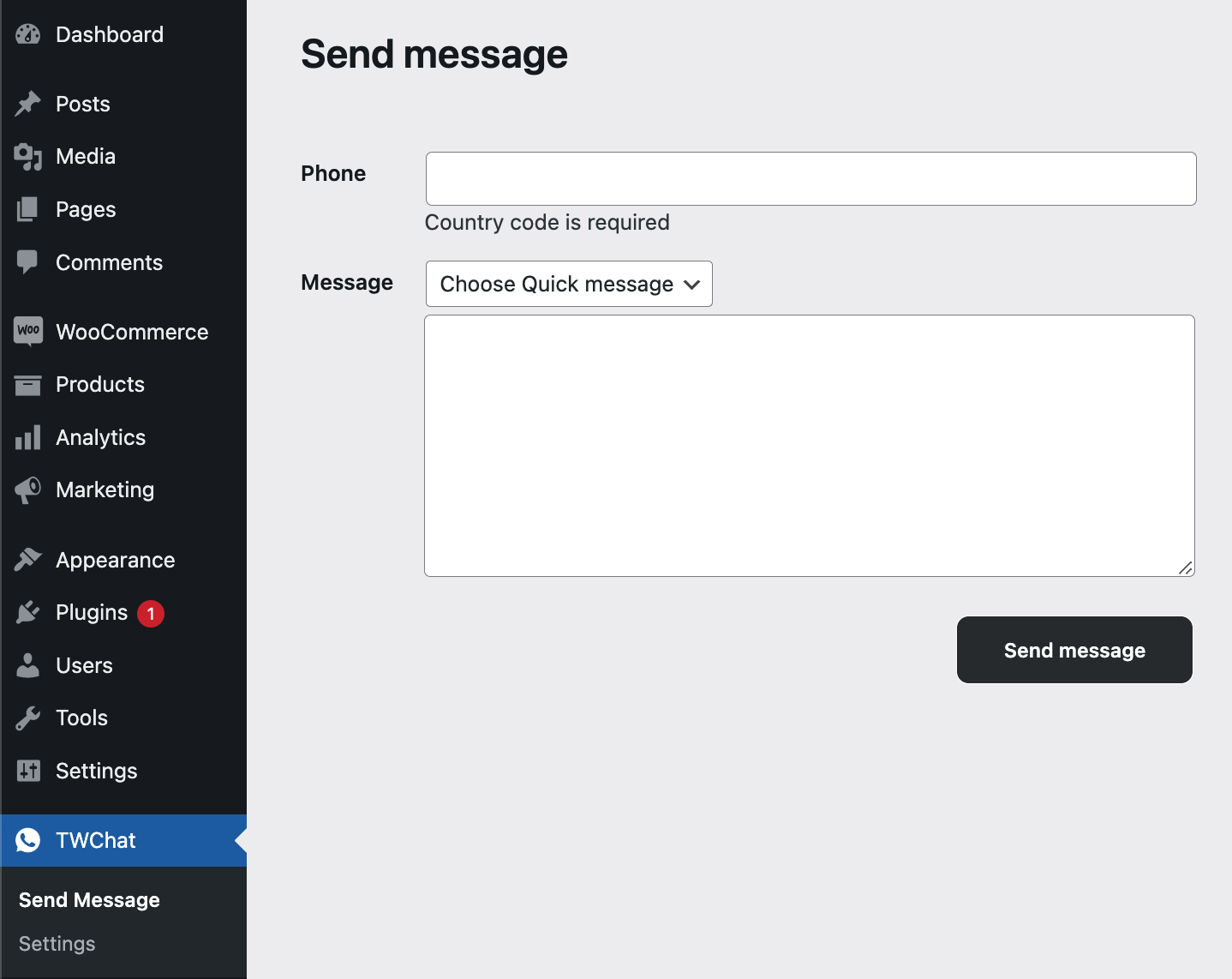 Send a Message to the custom number - rellaco